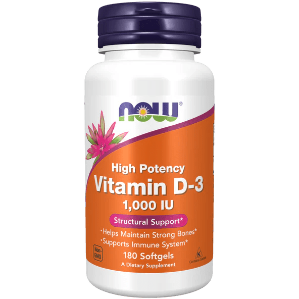 Vitamina D-3 1,000 IU Alta Potencia de NOW Foods | Apoyo Inmunológico